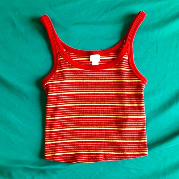 Tops | Cropped Red Striped Tank Top | Poshmark